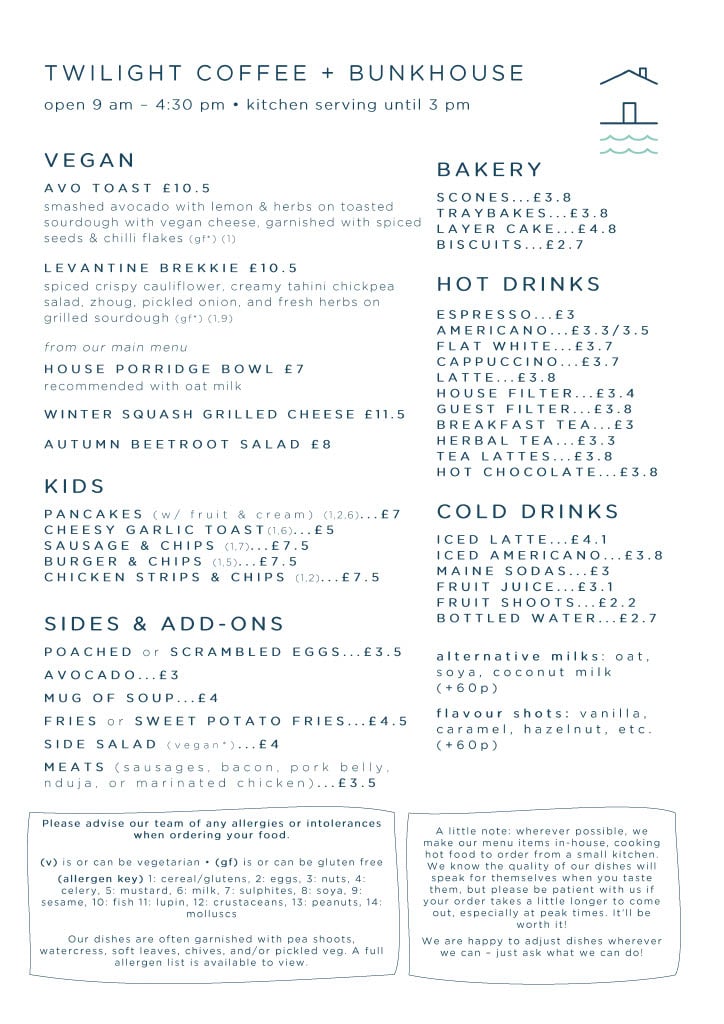 Our Menus – Twilight Antrim Coast