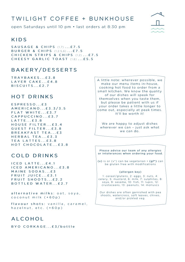 Our Menus – Twilight Antrim Coast